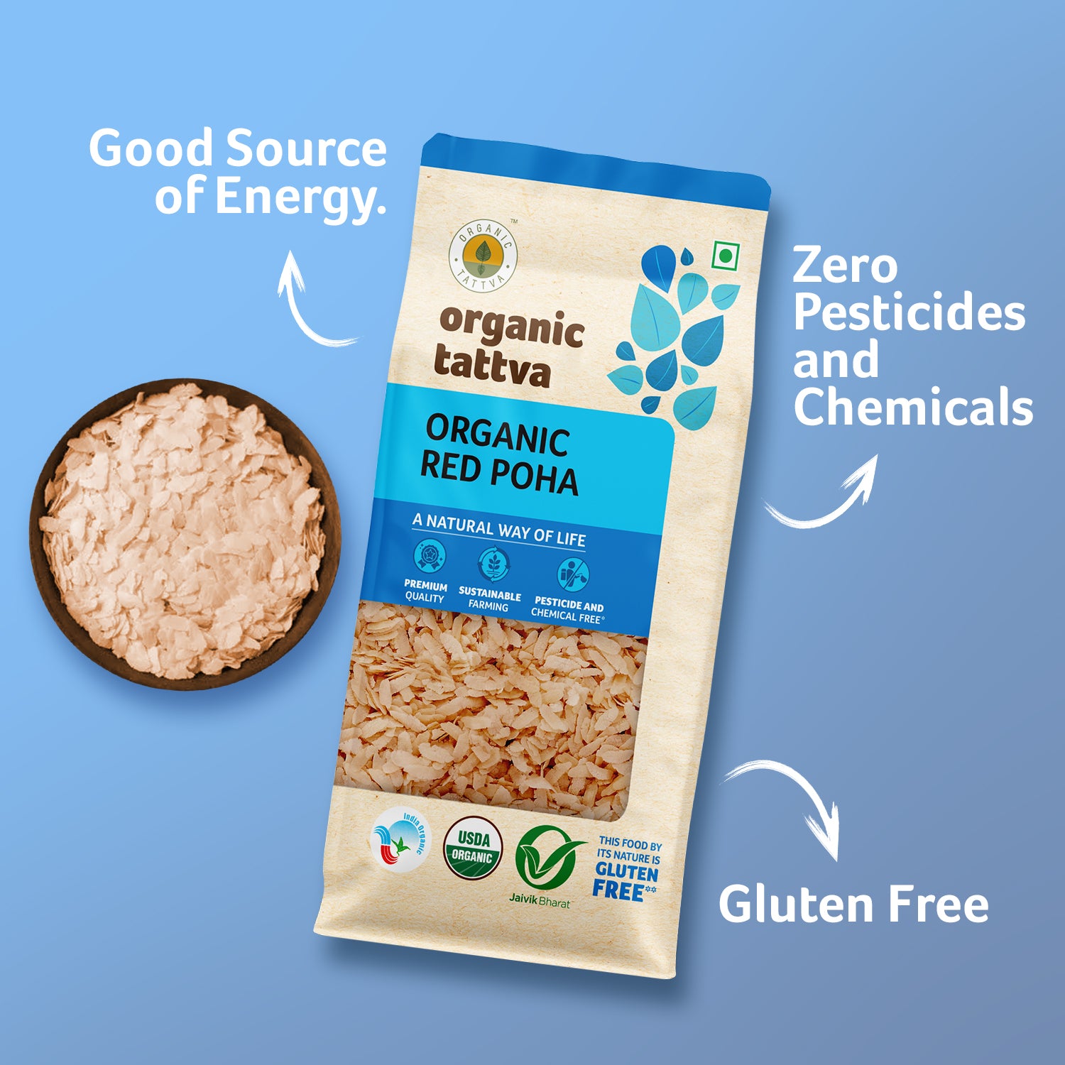 Buy Organic Red Poha Online – Healthy, Fiber-Rich Flattened Red Rice ...