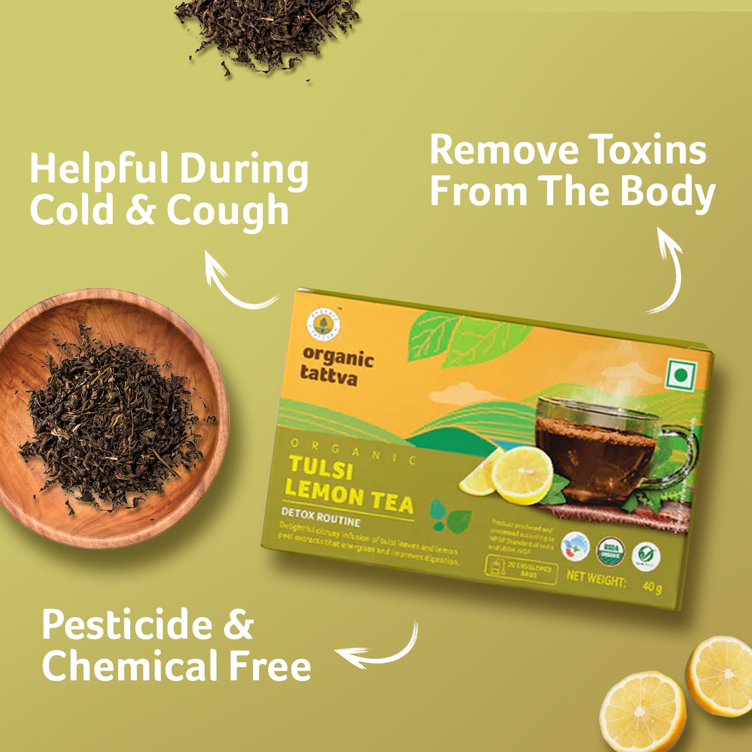Organic Tulsi Lemon Tea (20 teabags) – Organic Tattva